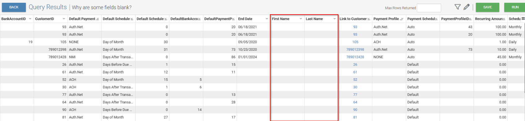 Why are some fields blank in new query? – Cargas Energy
